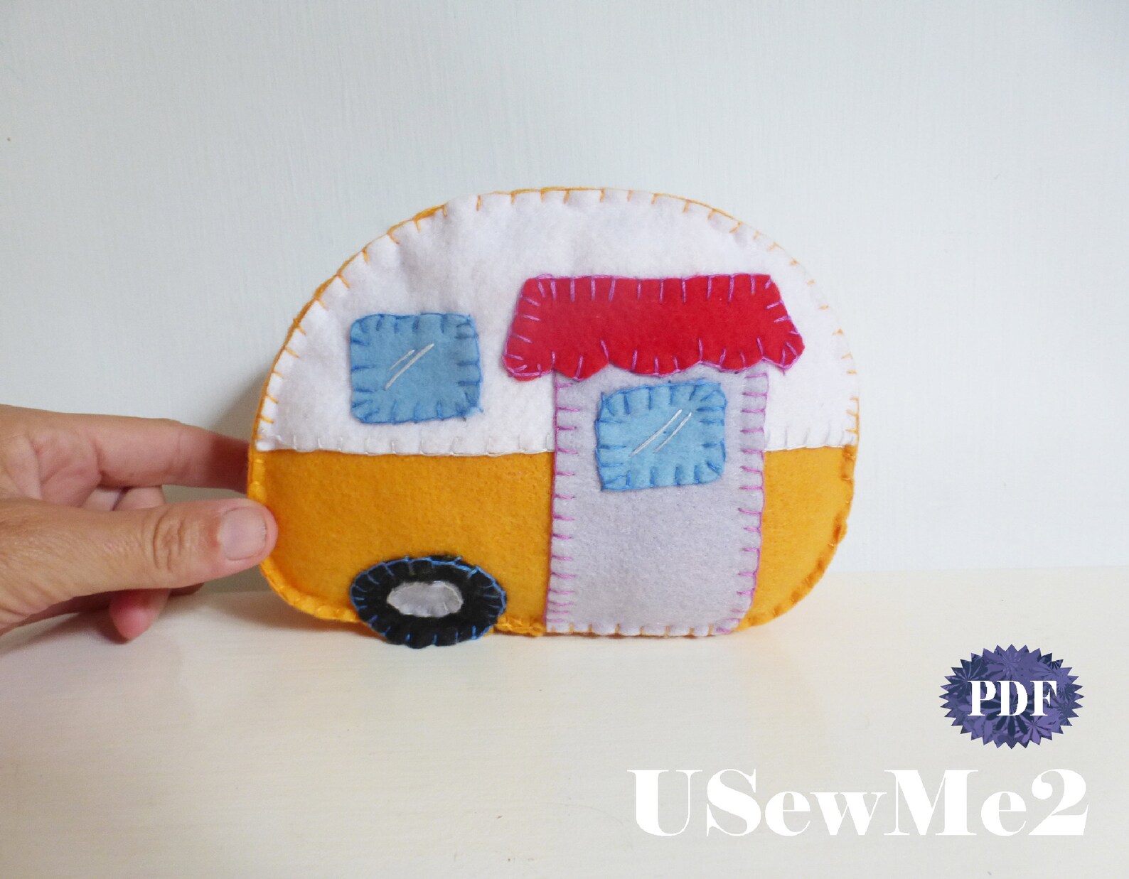 Toy Car Pattern Felt Camper Van Fabric Tutorial - Camper, Mountain and ...