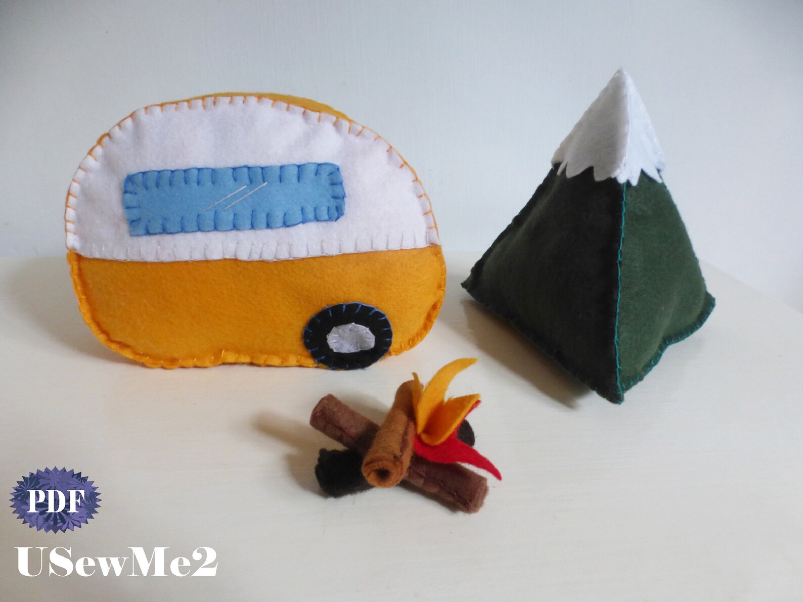 Toy Car Pattern Felt Camper Van Fabric Tutorial - Camper, Mountain and ...