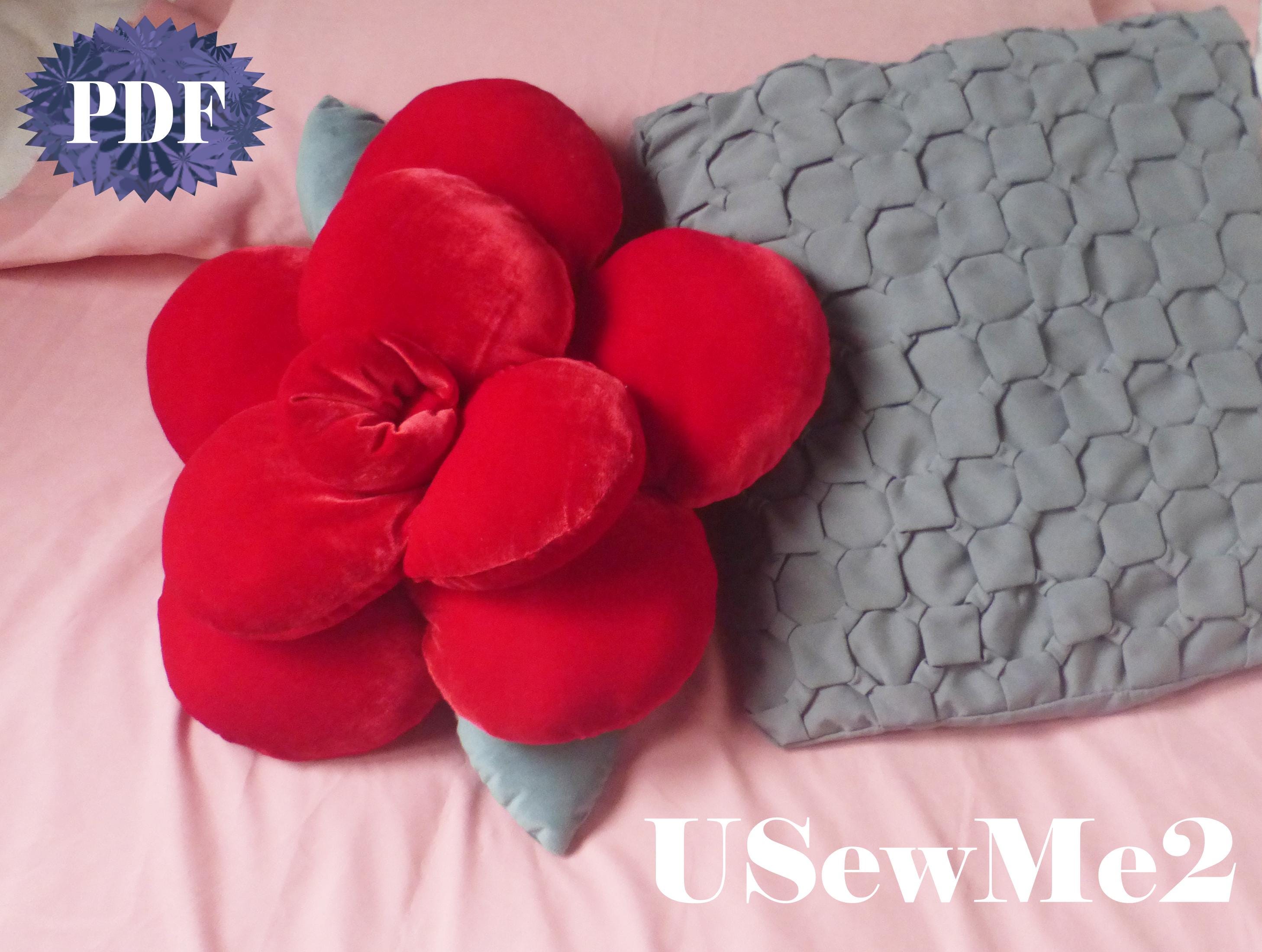 Rose Pillow Sewing Pattern Decorative Handsew Flower Round Cushion Soft ...