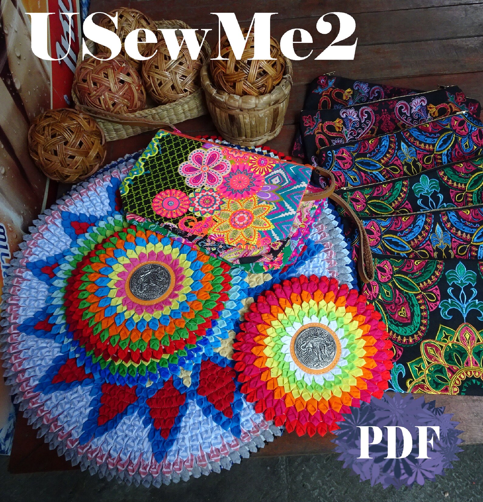 Rug Fabric Tutorial Flower Mandala Carpet Pillow Quilt Scraps No Sew ...