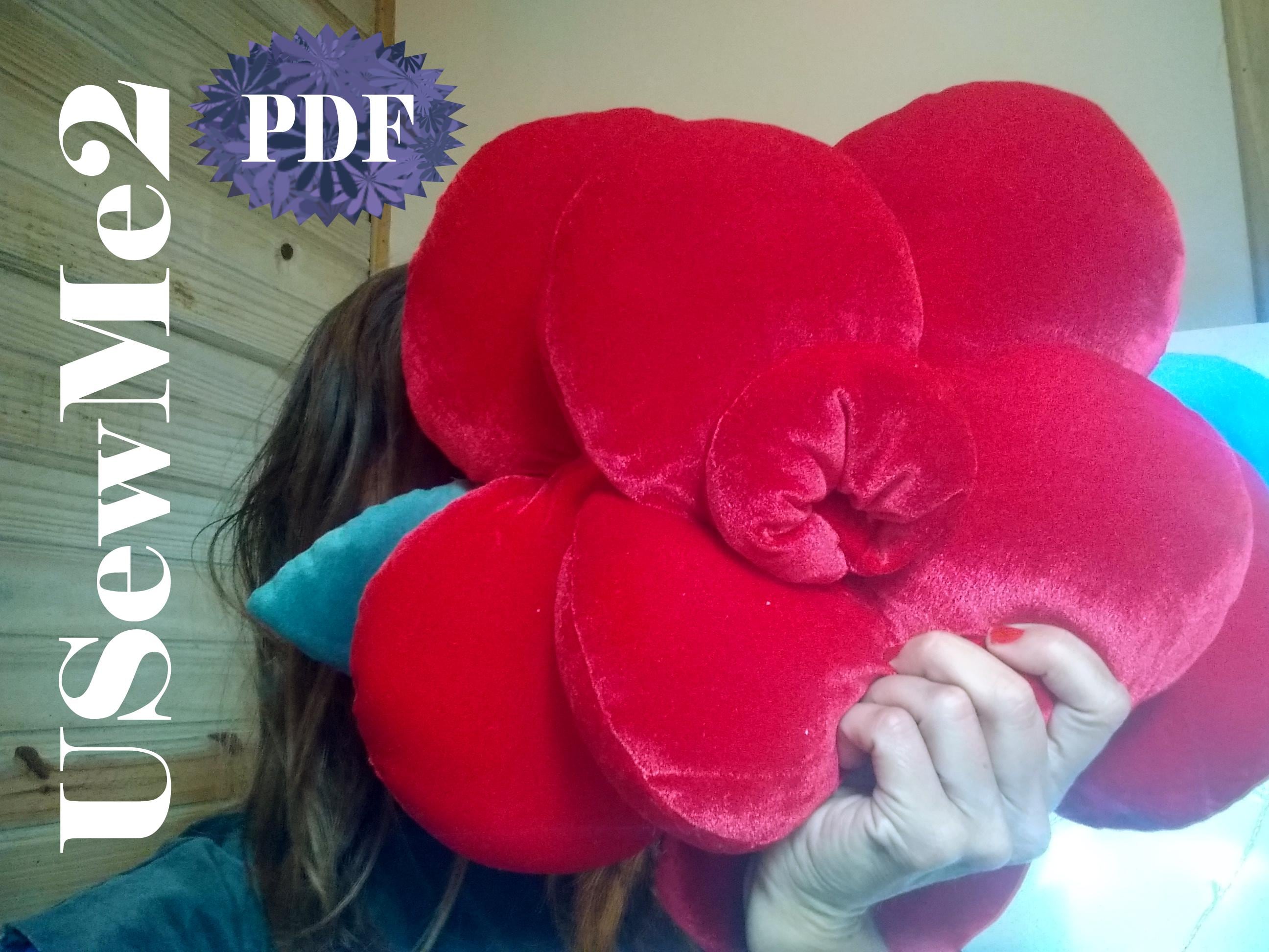 Rose Pillow Sewing Pattern Decorative Handsew Flower Round Cushion Soft ...