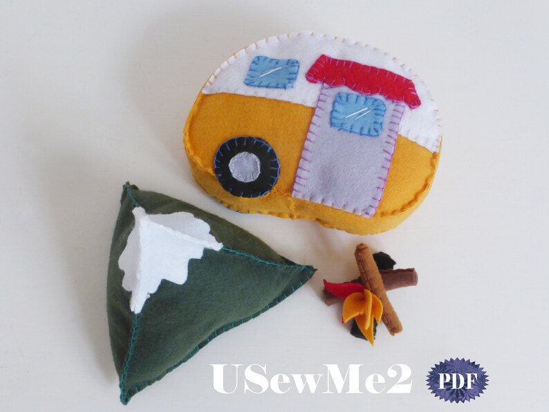 Toy Car Pattern Felt Camper Van Fabric Tutorial - Camper, Mountain and ...
