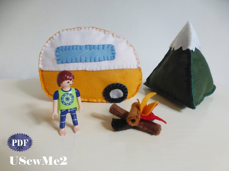 Toy Car Pattern Felt Camper Van Fabric Tutorial - Camper, Mountain and ...