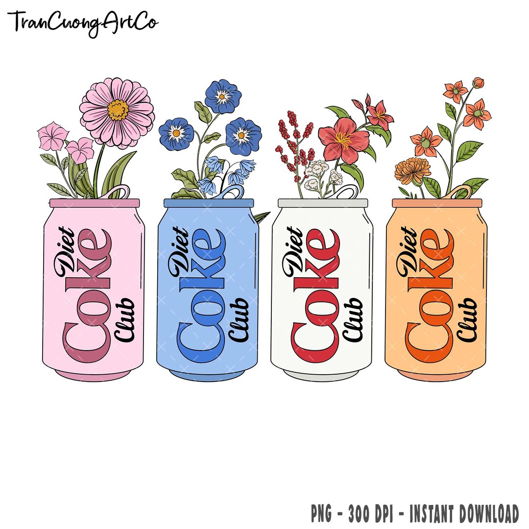 Floral Diet Coke Png, Floral Soda Drink Png, Aesthetic Girly Png, Diet ...