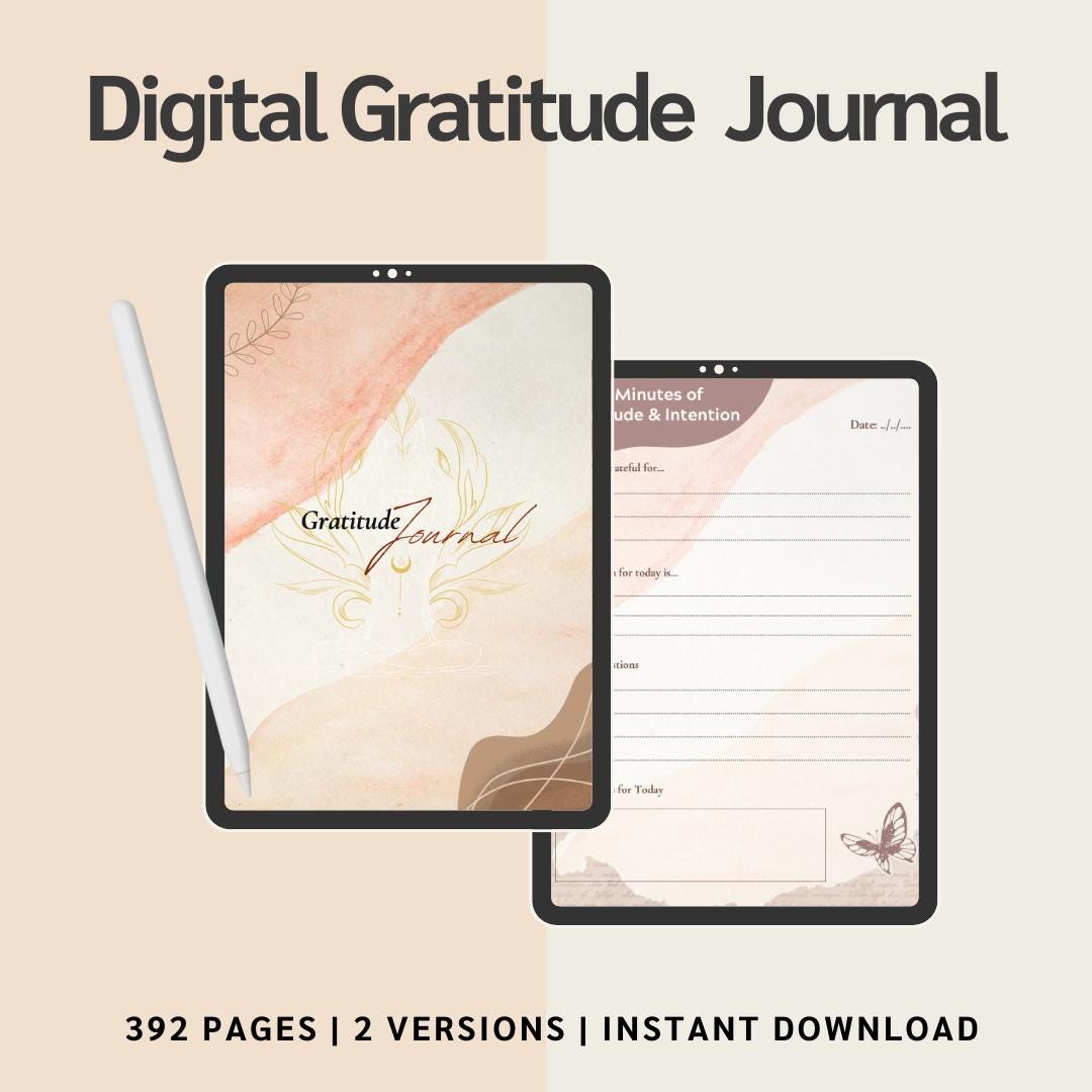 Digital Gratitude Journal, Printable Daily Mindfulness Planner, Mental ...