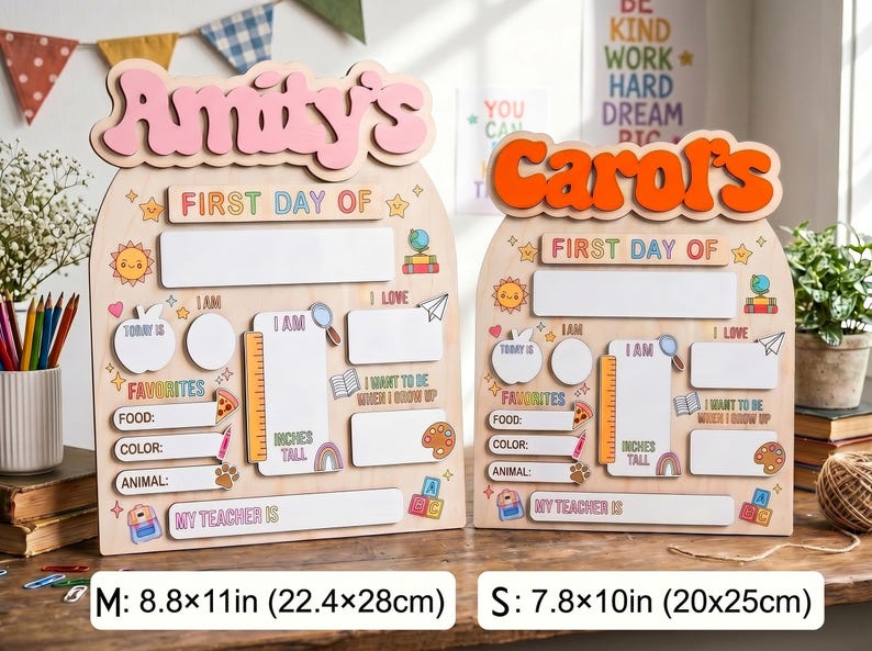 Personalized First and Last Day of School Sign, Custom Name School ...