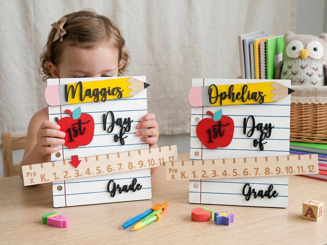Personalized Back to School Sign, Custom Name First Day of School Board ...