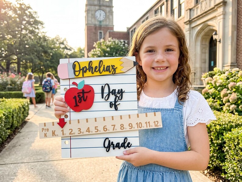 Personalized Back to School Sign, Custom Name First Day of School Board ...