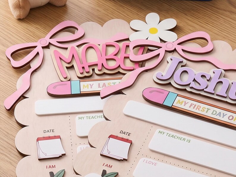 Personalized First Day of School Board, Custom Name Back to School Sign ...