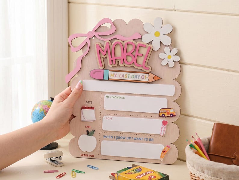 Personalized Back to School Sign, Custom Name First Day of School Board ...