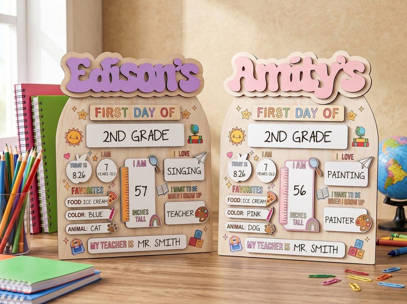 Personalized First and Last Day of School Sign, Custom Name School ...