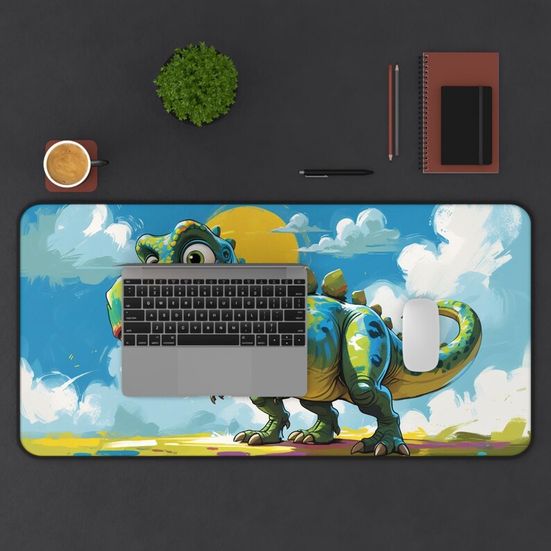 Dinosaur Desk Mat, Fun Office Decor for Kids, Gaming Mat, Gift for Dino ...