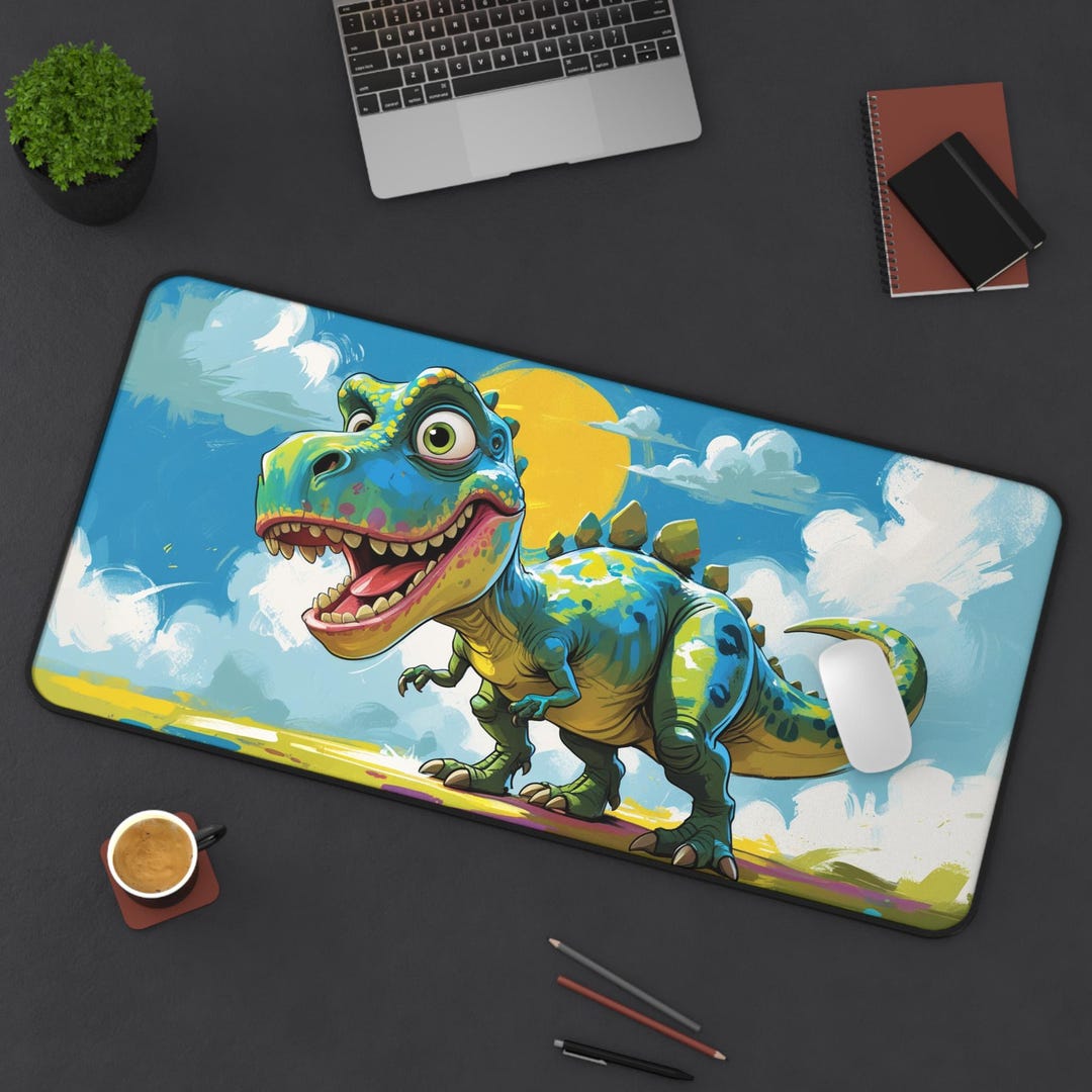 Dinosaur Desk Mat, Fun Office Decor for Kids, Gaming Mat, Gift for Dino ...