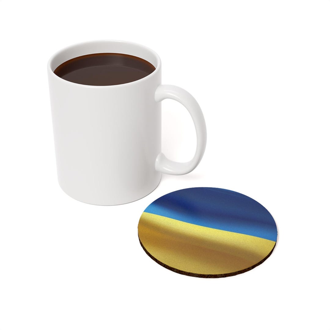 Ukrainian Flag Cork Back Coaster, Decorative Drink Coaster, Eco ...