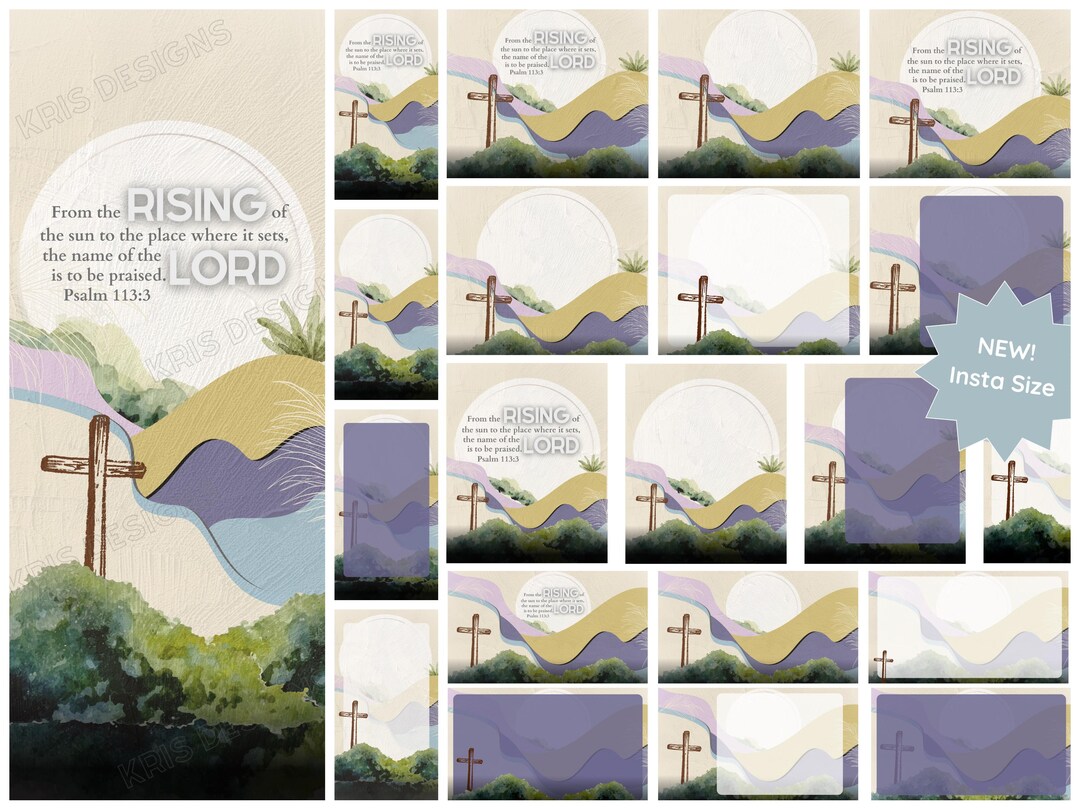 Psalms Pastel Church Banner 24x60", Social and Slides DIGITAL DOWNLOAD ...