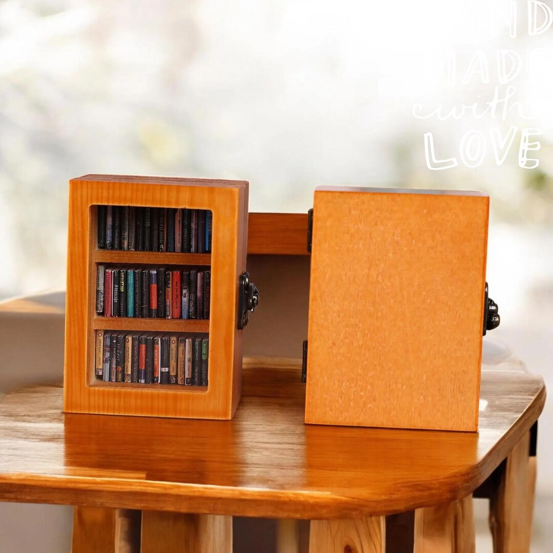 Handmade Wooden Mini Bookcase Mini Books Anxiety Bookshelf Stress ...