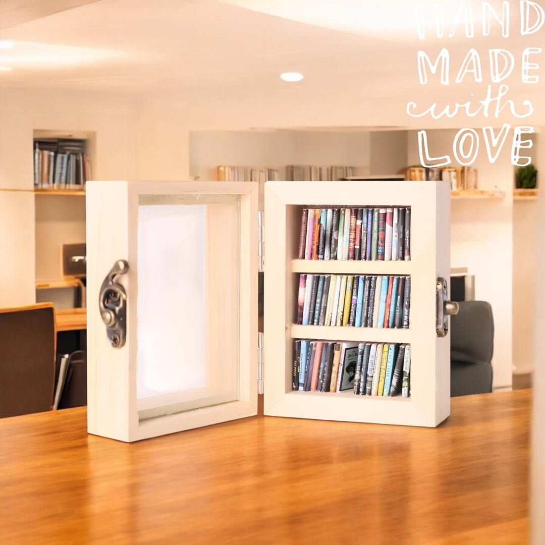 Wooden Anxiety Bookshelf Mini Bookcase With 60 Mini Books for Stress ...