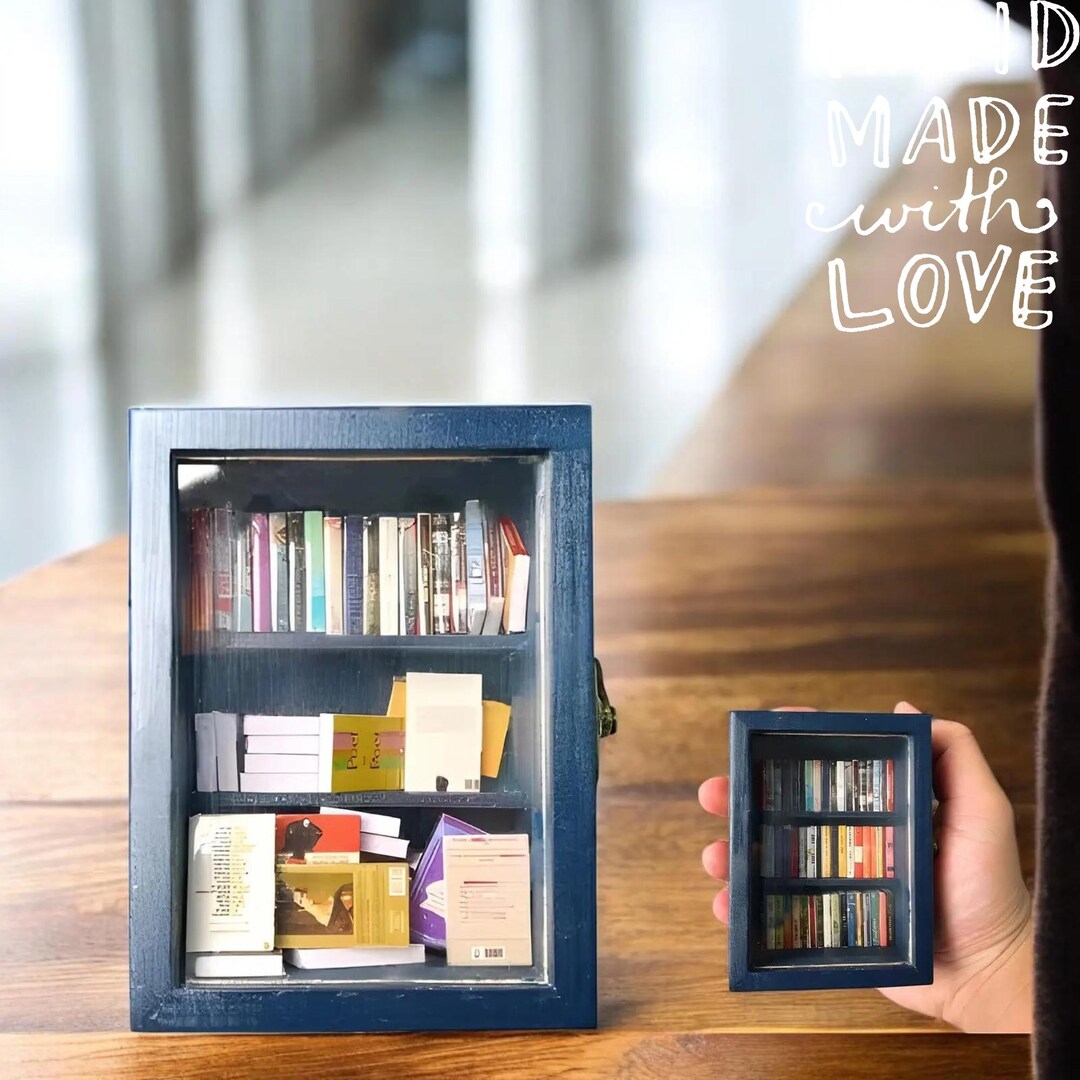 Anxiety Relief Mini Bookcase Mini Books Handmade Wooden Bookshelf ...