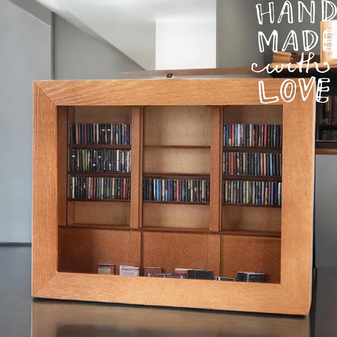 Handmade Mini Wooden Anxiety Bookshelf With Mini Books Tiny Bookcase ...