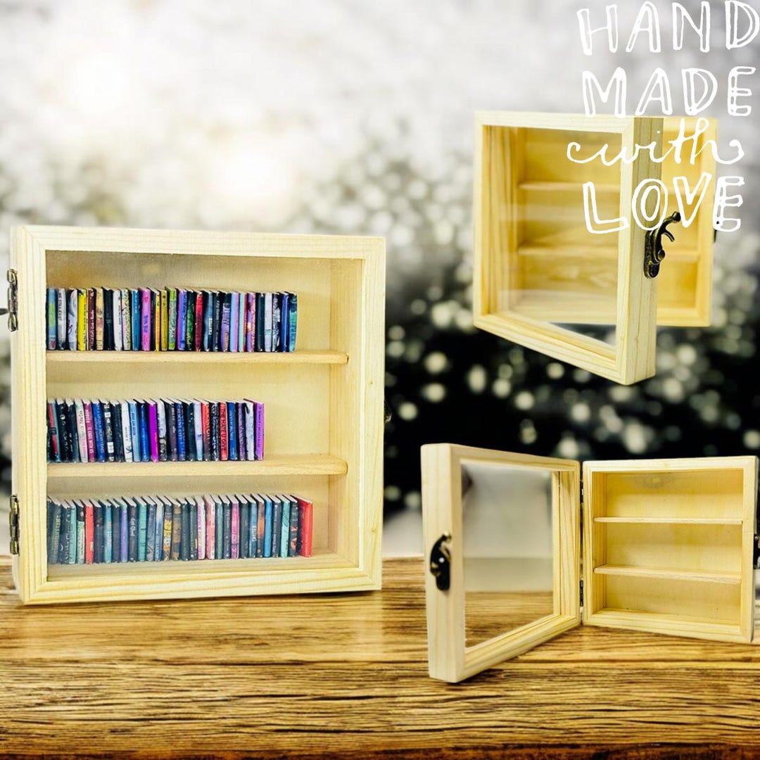 Mini Wooden Anxiety Bookshelf With Mini Books Handmade Tiny Bookcase ...