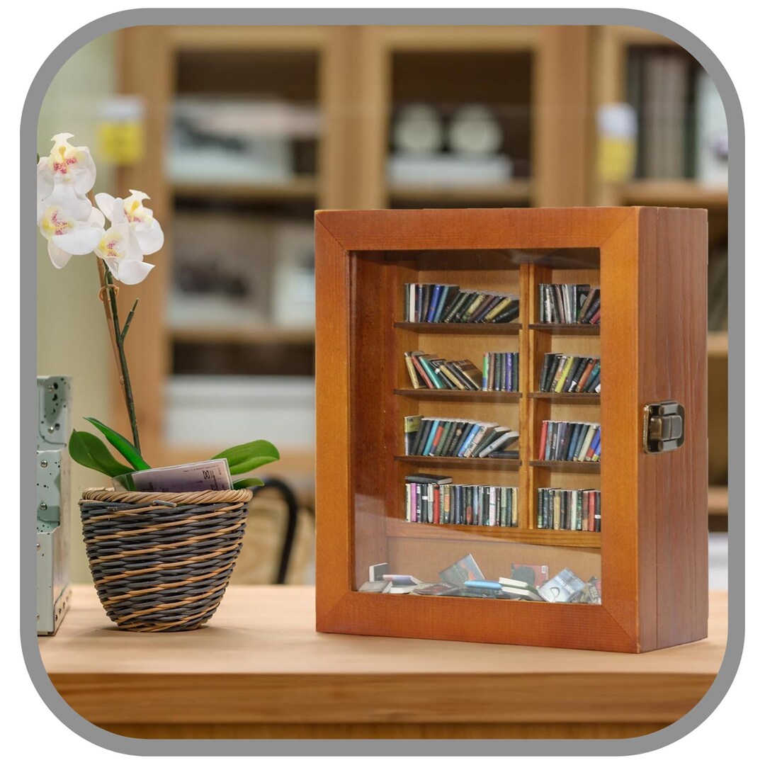 Handmade Wooden Anxiety Bookshelf Tiny Books Miniature Bookcase for ...