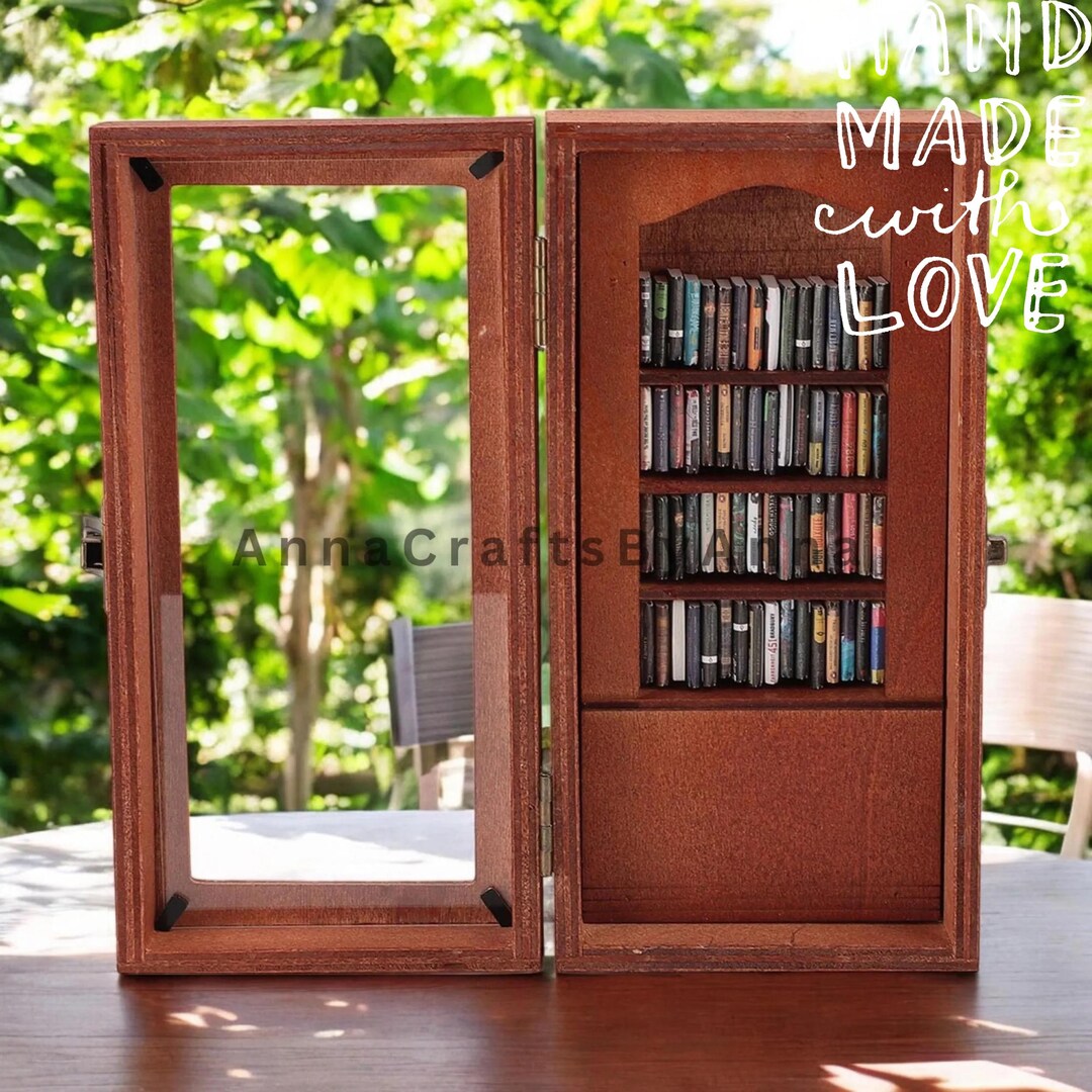 Handmade Wooden Anxiety Bookshelf Mini Bookcase With Miniature Books ...