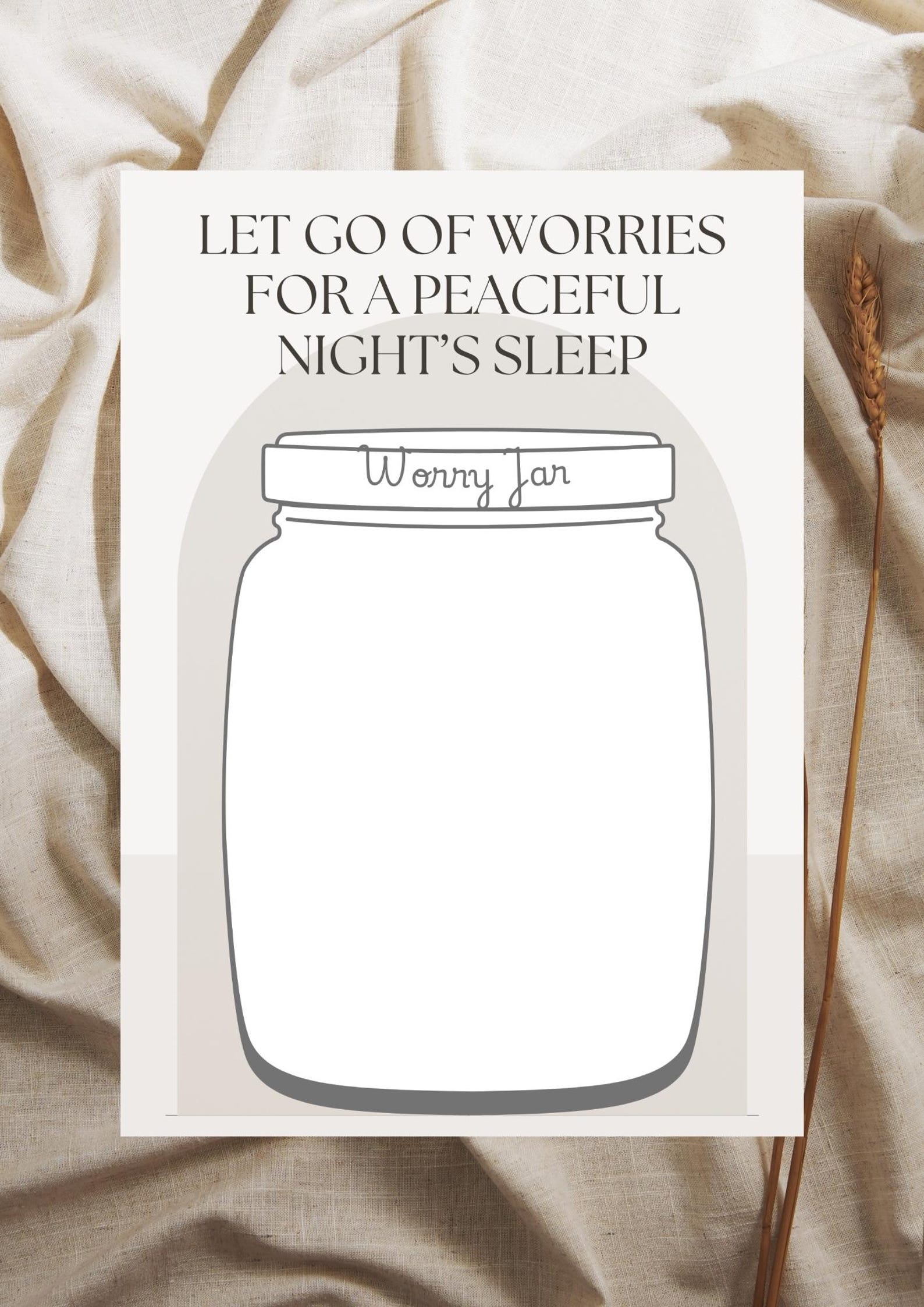 Worry Jar Printable| Anxiety Activity| Mindfulness Worksheet | Sleep ...