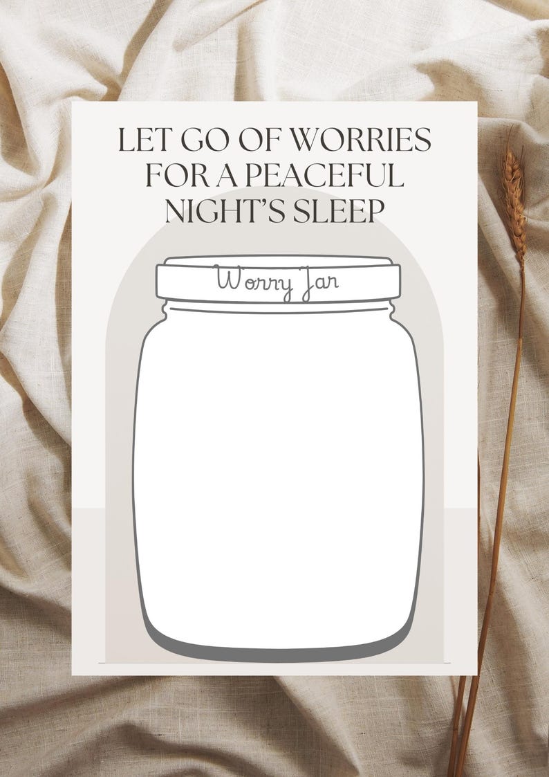 Worry Jar Printable| Anxiety Activity| Mindfulness Worksheet | Sleep ...