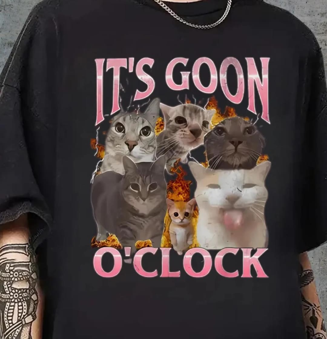 It's Goon O'clock Funny Cat Meme Bootleg Graphic T Shirt, Cat Lovers ...