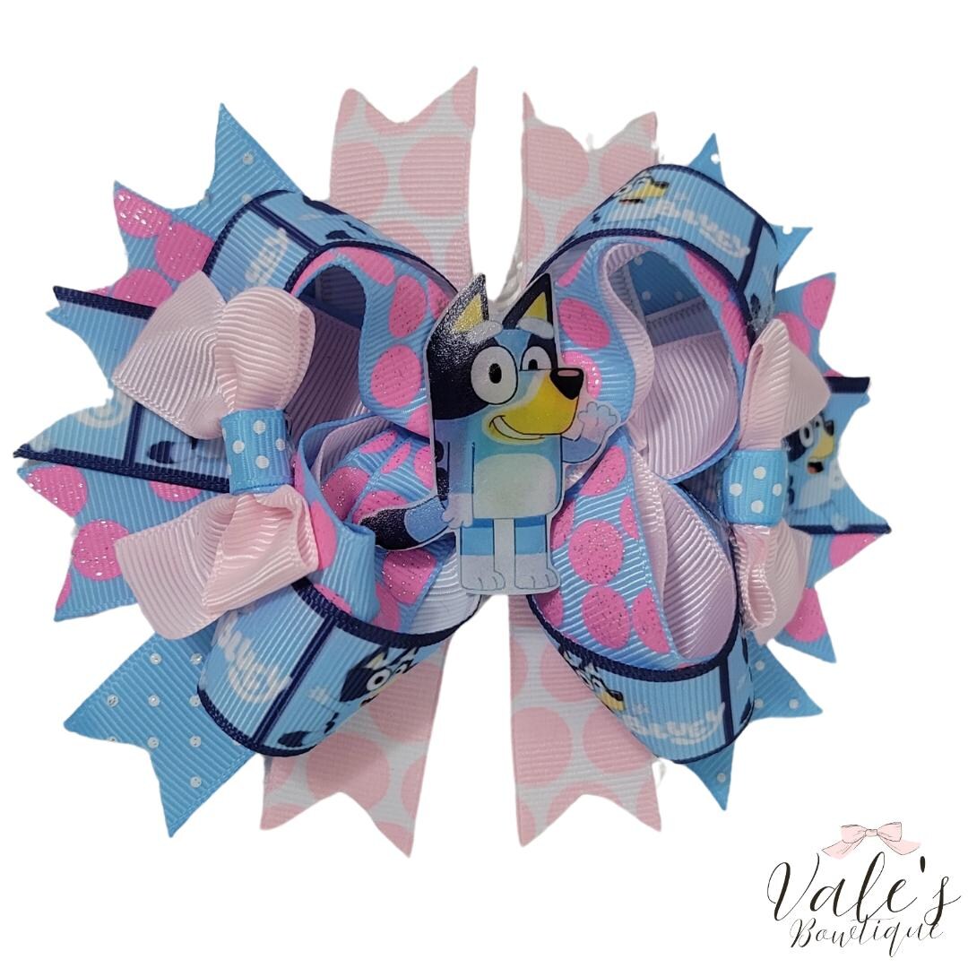 Blue Dog Bow, Pink and Blue Dog Bow,stacked Hairbow - Etsy