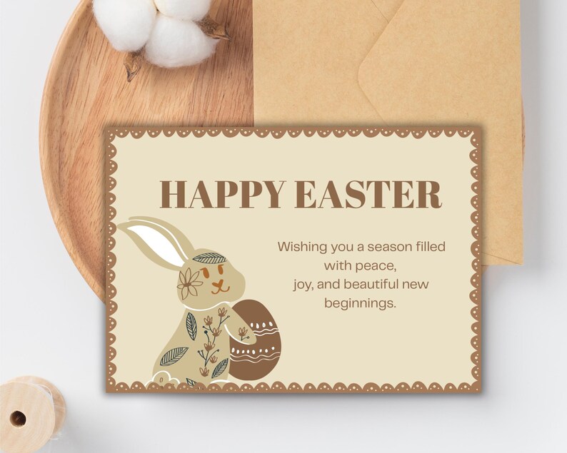 Editable Easter Card Template | Cute Meaningful Wish Neutral Luxury ...