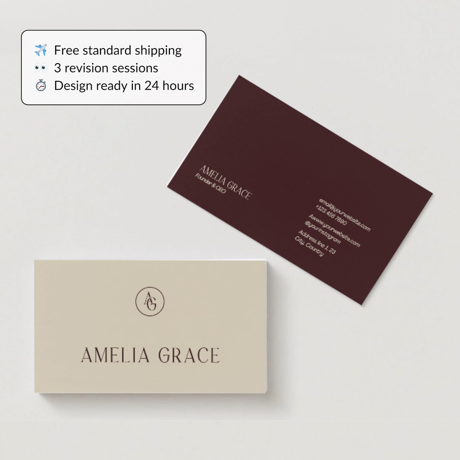 Custom Printed Business Cards – Timeless, Feminine Design With ...