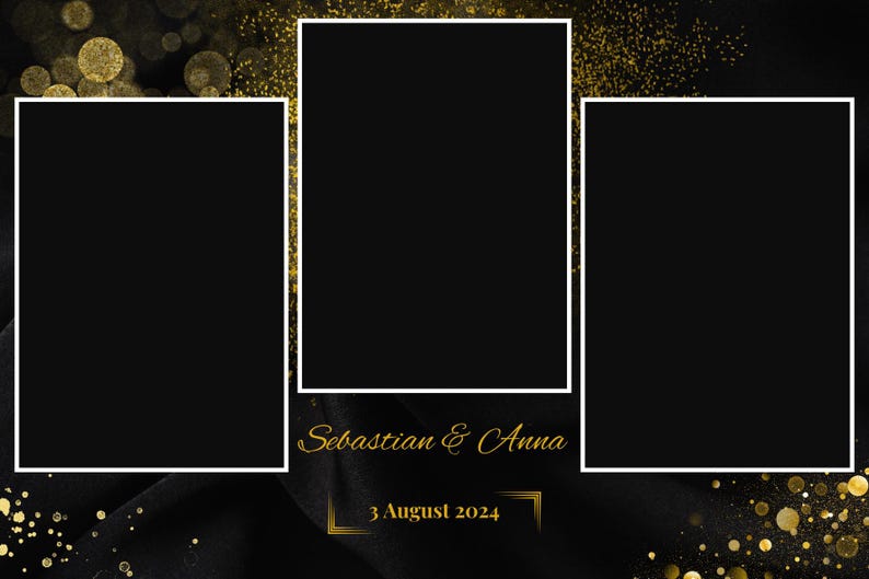Black & Gold Photobooth Template White Frame - Photo Booth Magic Mirror ...