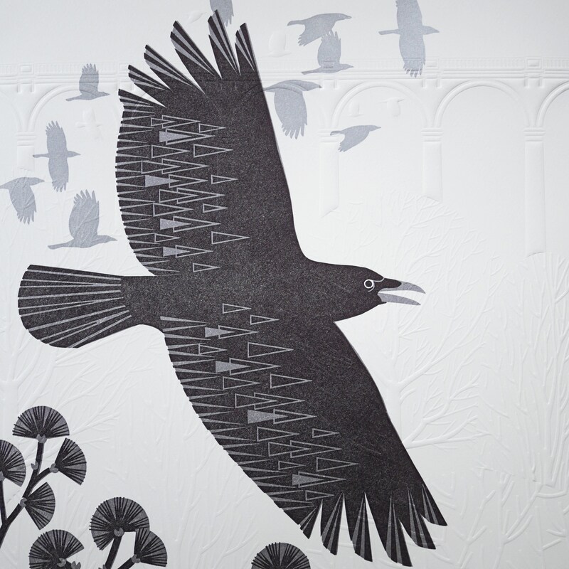 Crow Linocuts - Etsy