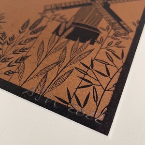 Bronze on Black Paper Red Kite Print Letterpress Art Blockprint - Etsy