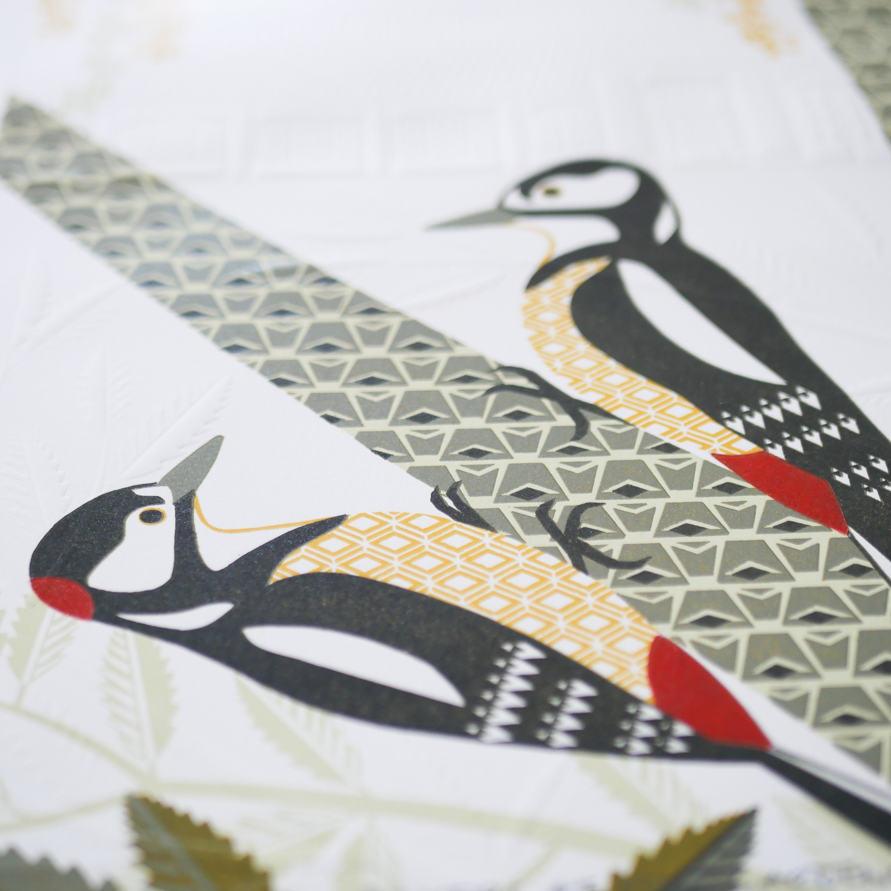 Lino Cut Woodpeckers at Kew Gardens, Limited Edition Reduction Print - Etsy