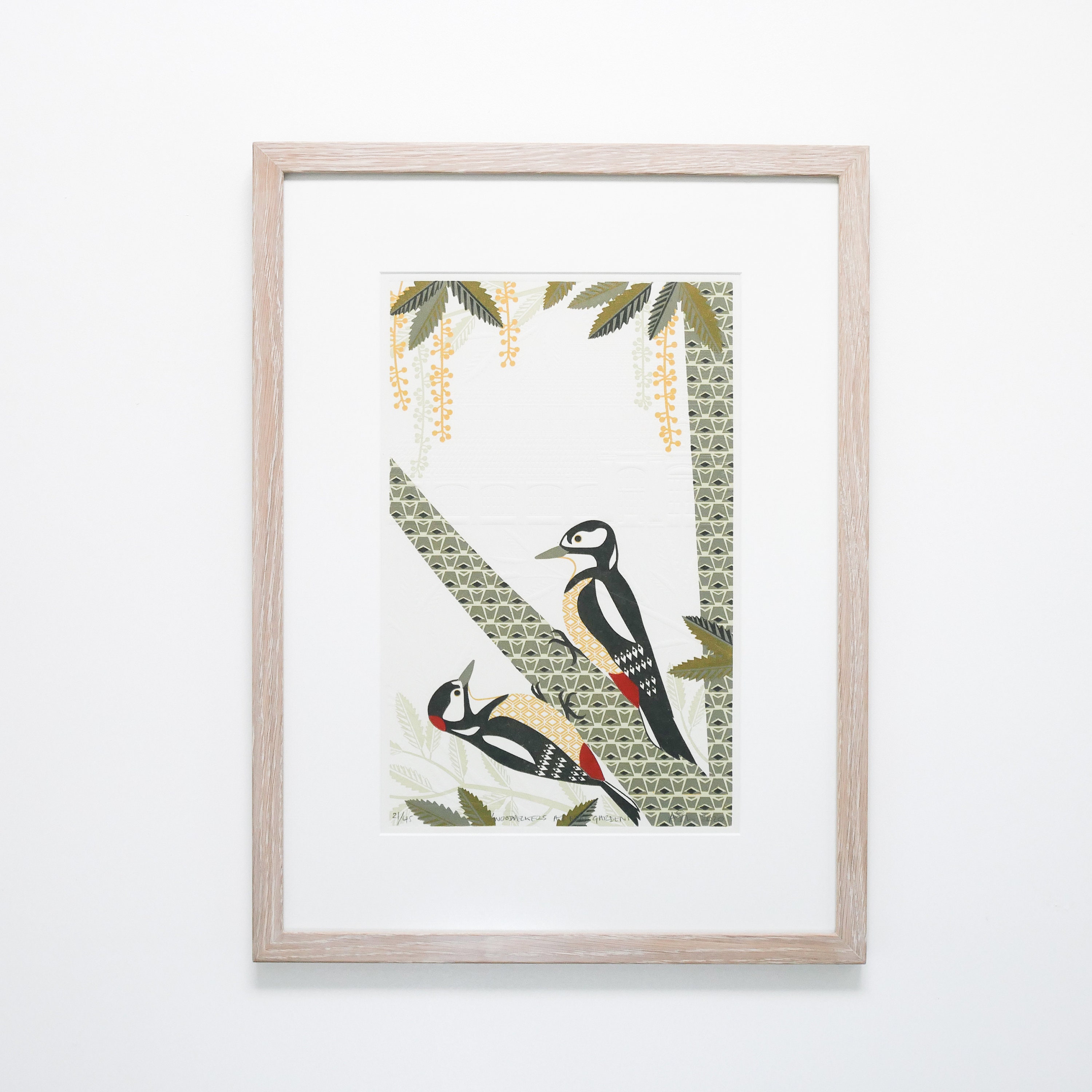 Lino Cut Woodpeckers at Kew Gardens, Limited Edition Reduction Print - Etsy