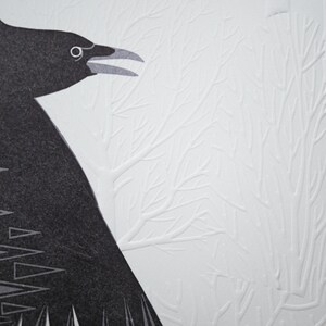 Lino Cut Flying Crows at the Viaduct Limited Edition and Hand Embossed ...