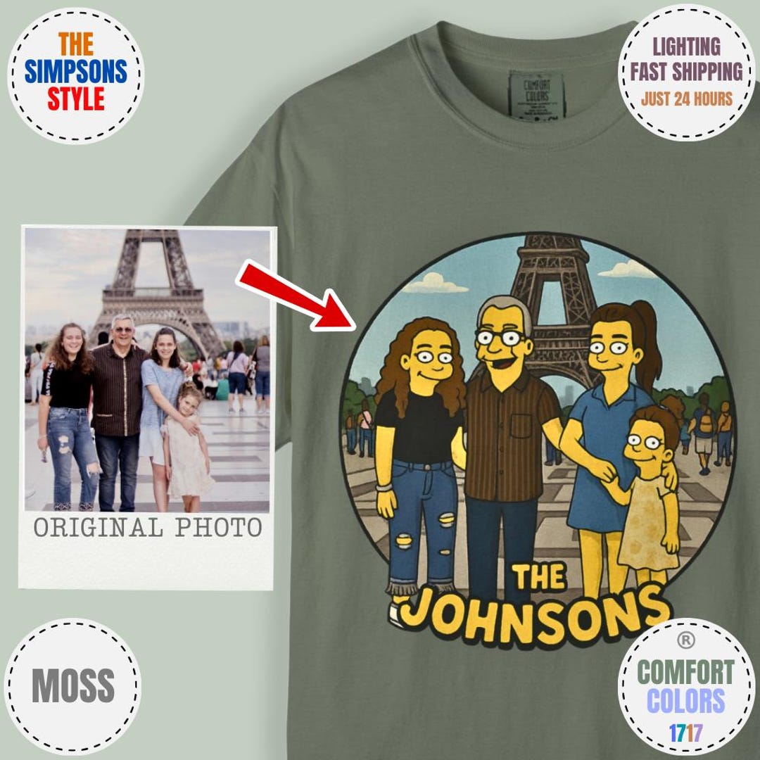 Custom Simpsons Family Portrait Comfort Colors® T-shirt - "your ...