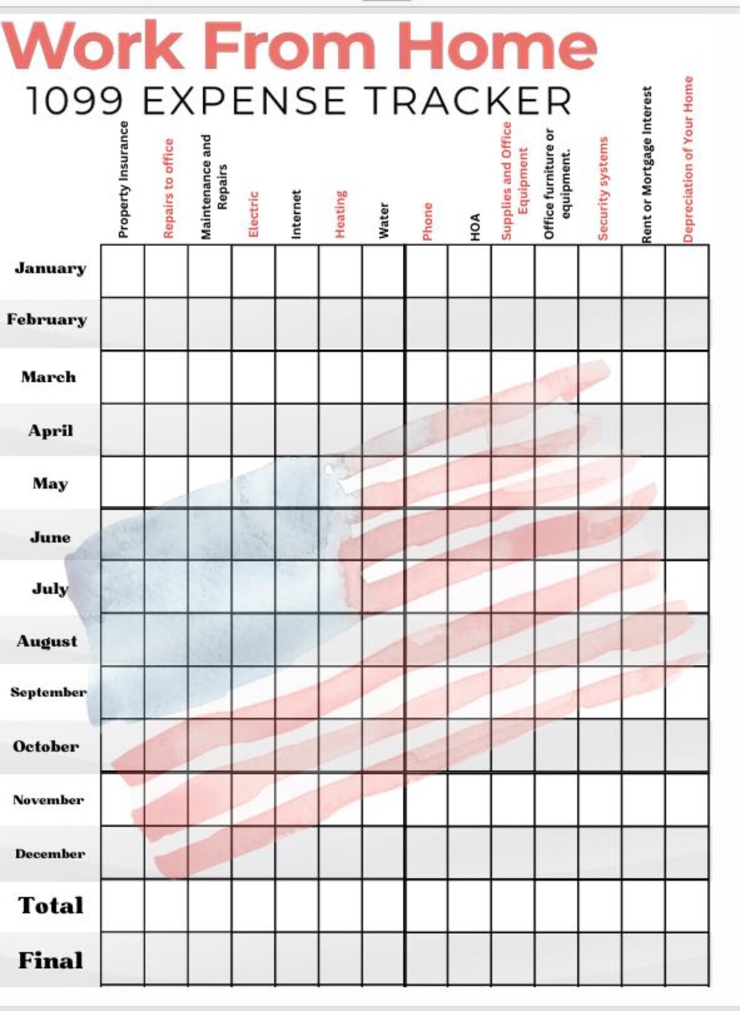 Work From Home Expense Tracker for 2025 Tax Write-offs (self-employed ...