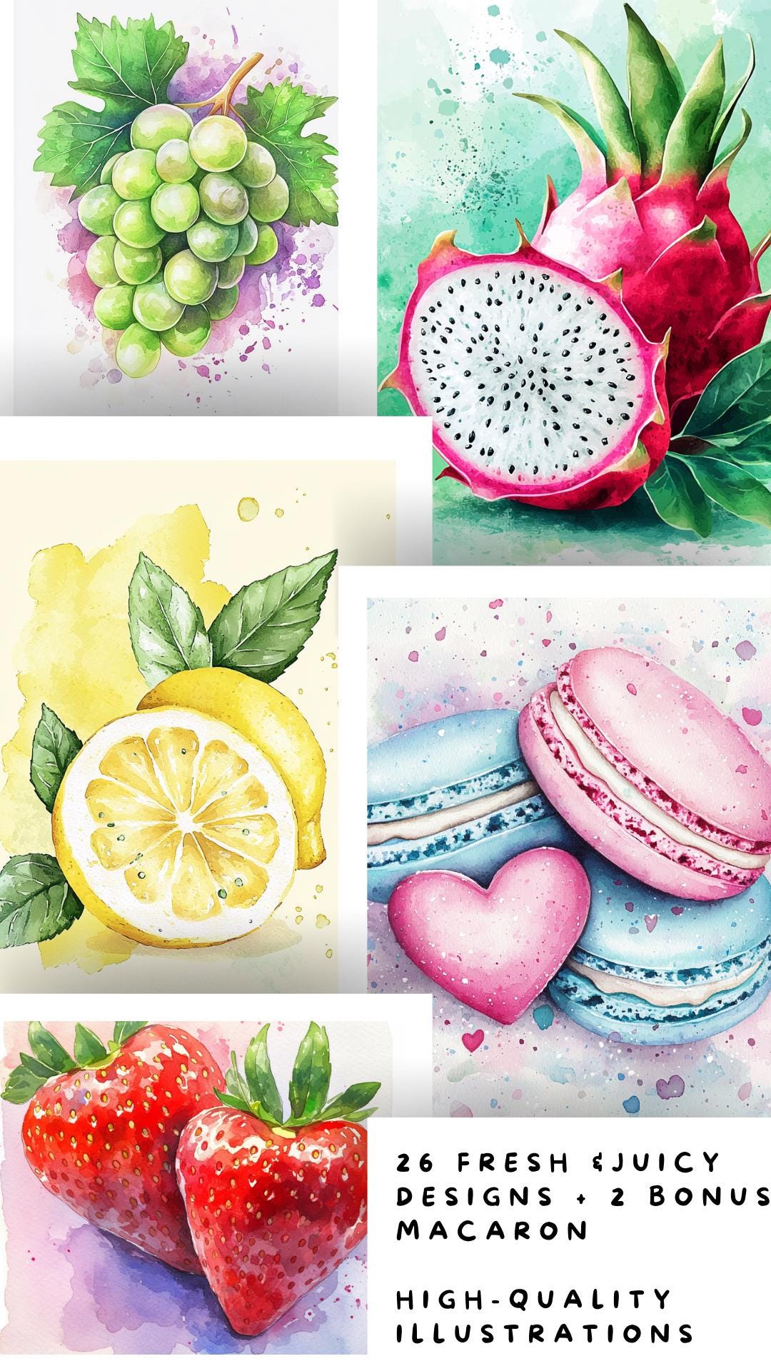 Summer Fruit Watercolor Clipart | Tropical Fruit PNG Bundle | Digital ...