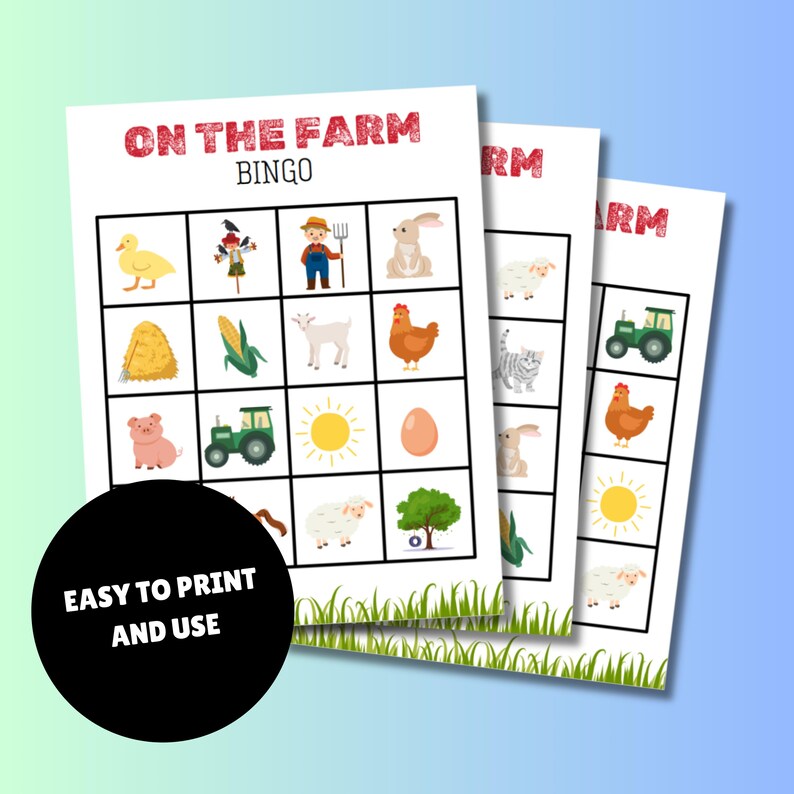 On the Farm BINGO - Printable - Etsy