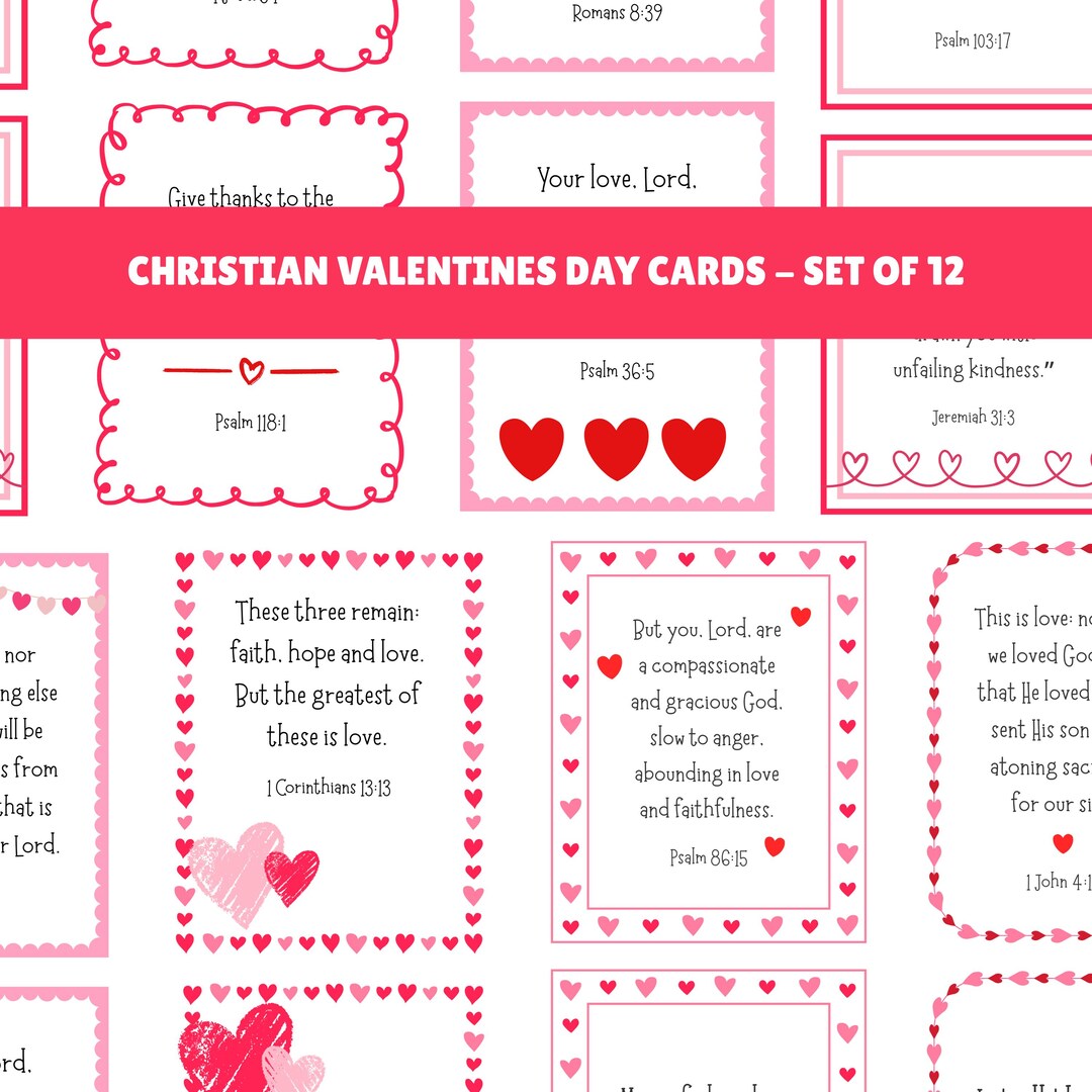 Christian Valentines Cards (set of 12) - Printable | Chrisitan ...