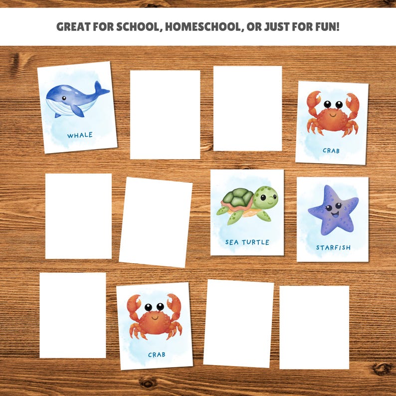 Sea Creatures Memory Game - Printable - Etsy