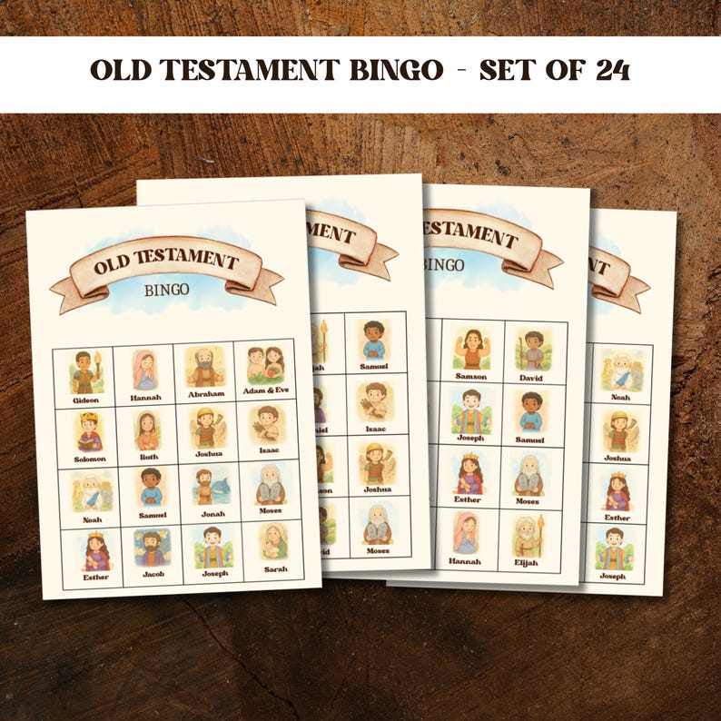 Bible Character BINGO (set of 24) - Printable | Old Testament Cards ...