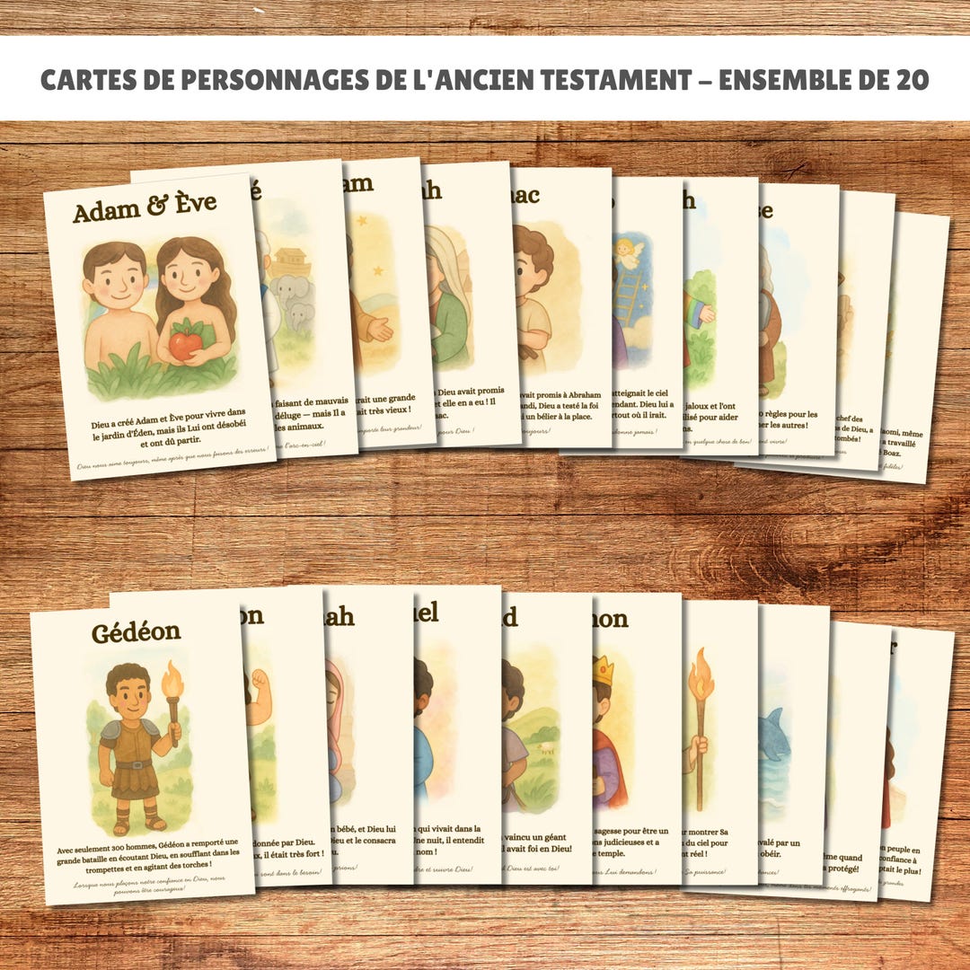 FRENCH Old Testament Character Cards (set of 20) - Printable - Etsy