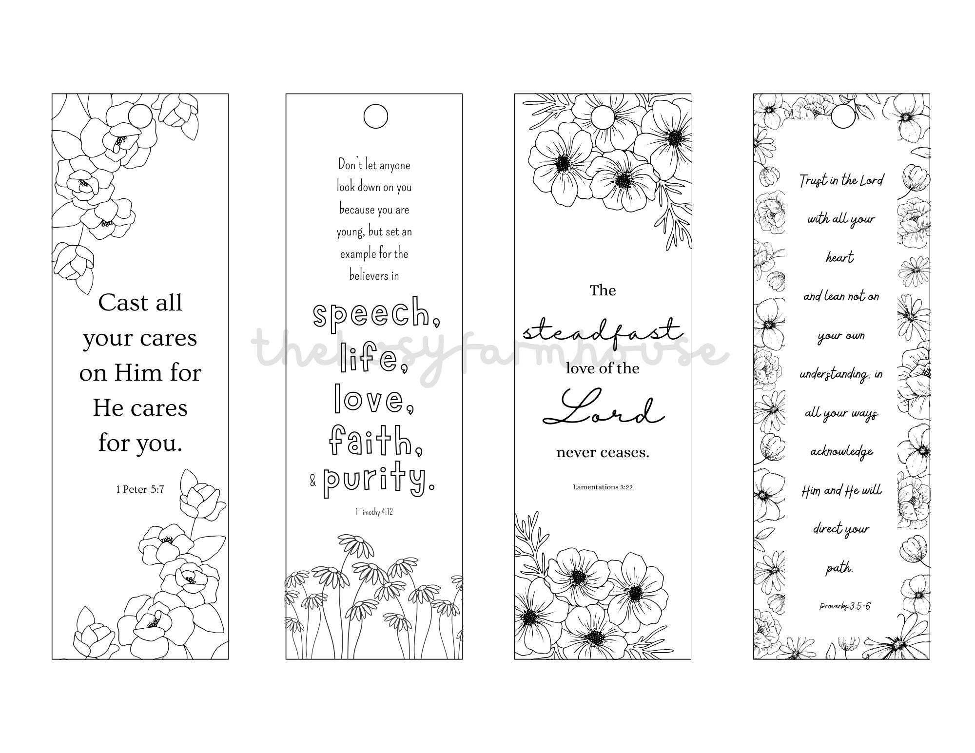 Bible Verse Coloring Bookmarks (set of 4) - Printable - Etsy