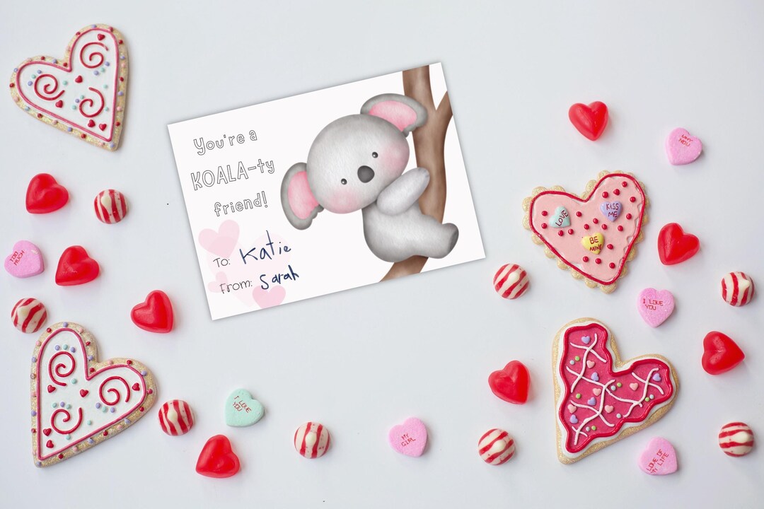 Koala Valentine's Cards - Printable - Etsy