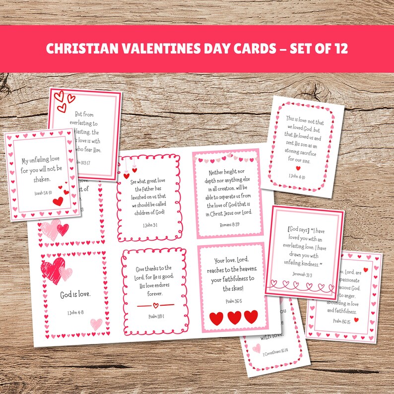 Christian Valentines Cards (set of 12) - Printable | Chrisitan ...
