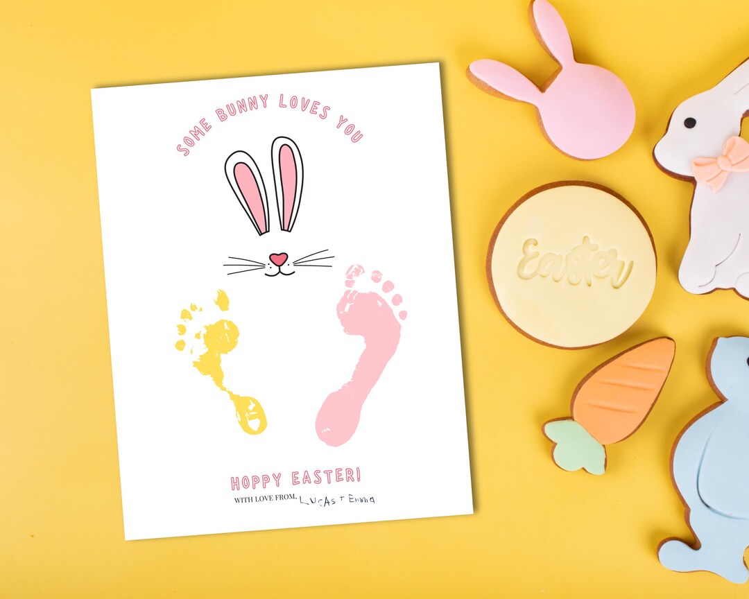 Hoppy Easter Footprint Art - Printable - Etsy